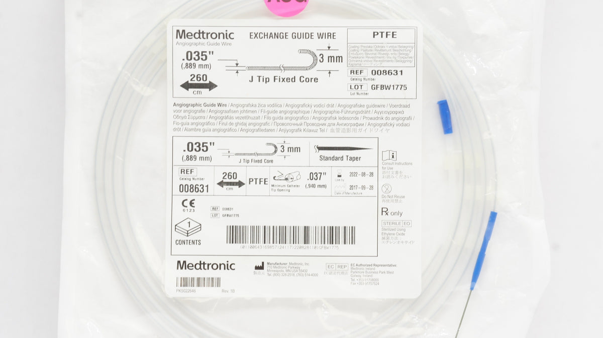 Medtronic 008631 Exchange Guide Wires w/J Tip .035inch x 260cm x 3mm ...