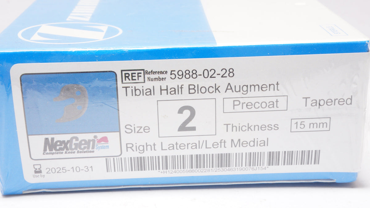 Zimmer 5988-02-28 NexGen Complete Knee Solution,Tibial Half Block Augm ...