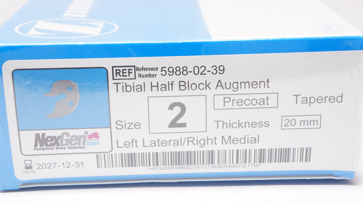 Zimmer 5988-02-39 NexGen Complete Knee Solution,Tibial Half Block Augm ...