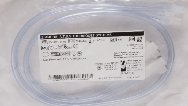Zimmer 60-1812-101-00 A.T.S. Tourniquet Systems Dual Hose W/CPC Connec ...