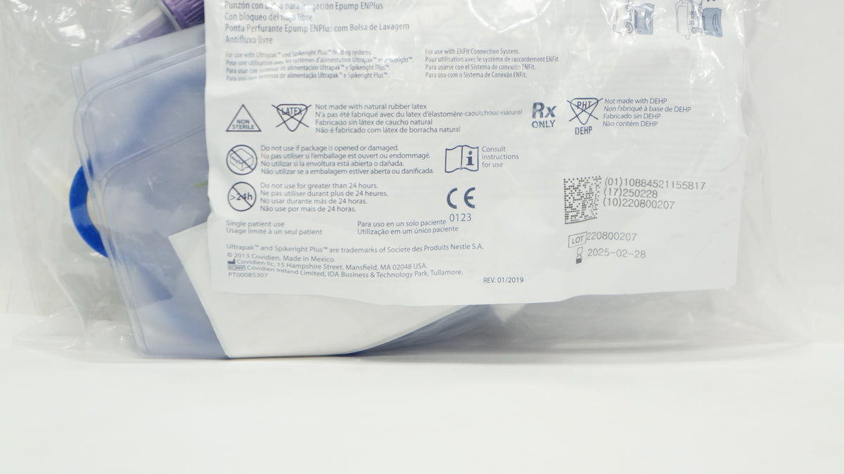 Covidien 775100 Kangaroo Epump ENPlus Spike w/Flush Bag Anti-free Flow ...