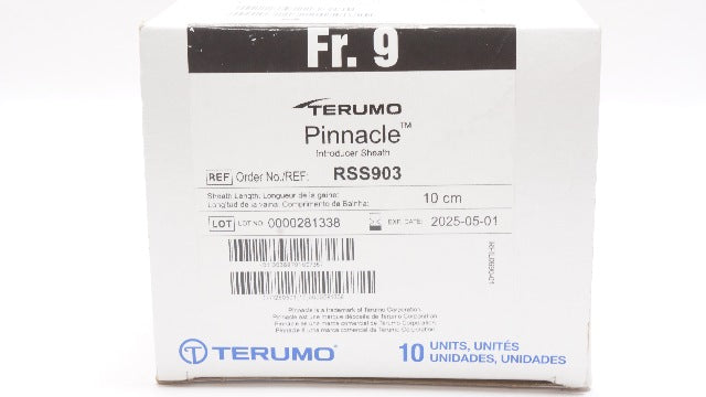 Terumo RSS903 Pinnacle Introducer Sheath 9Fr x 10cm x 0.038inch - Box ...
