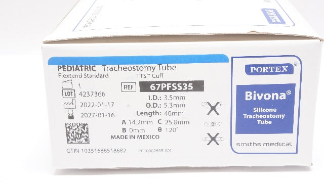 Smiths Medical 67PFSS35 Portex Pediatric Tracheostomy Tube 3.5 x 5.3 x ...
