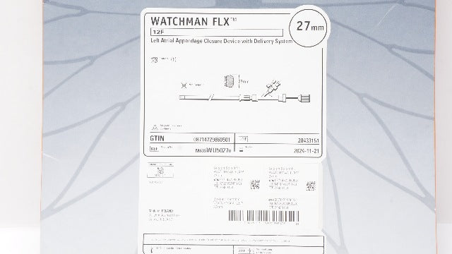 Boston Scientific WU5027 Watchman FLX Left Atrial Device W/Delivery Sy ...