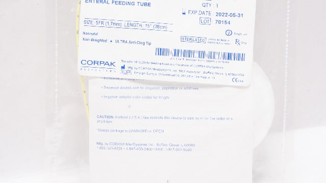 Corpak 20-1155 Corflo Enteral Feeding Tube Neonatal 5Fr x 15inch (x ...