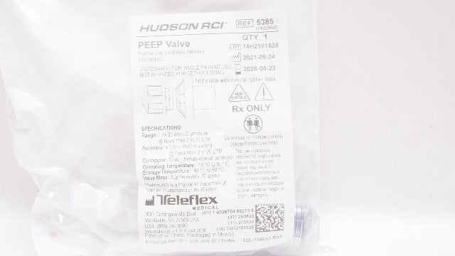 Teleflex 5385 Hudson RCI Peep Valve Positive End Expiratory Pressure ...