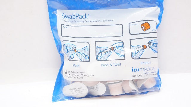 ICU Medical SwabPack SwabCap Disinfecting Caps (x) - Pack of 25 ...