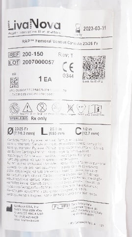 LivaNova 200-150 RAP Femoral Venous Cannula 23/25Fr x 25.8in (x ...