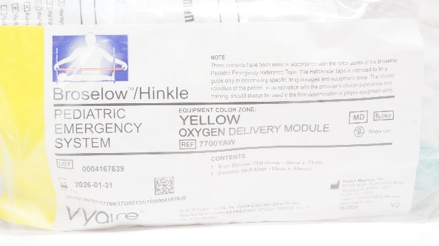 Vyaire 7700YAW Broselow/Hinkle Pediatric Emergency System Oxygen Deliv ...