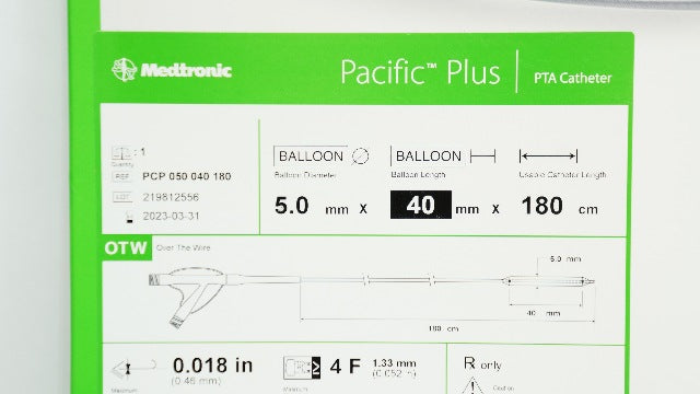 Medtronic PCP 050 040 180 Pacific Plus PTA Cath. 5.0mmx 40mmx 180cm (x ...
