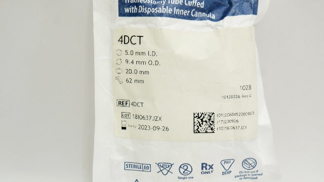 Covidien 4DCT Shiley Tracheostomy Tube w/Cannula 5.0ID x 9.4OD x 20.0 ...