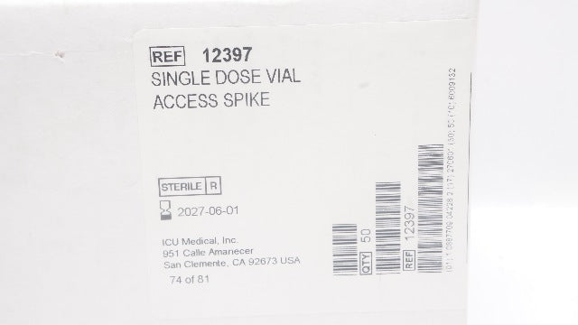 ICU Medical 12397 Single Dose Vial Access Spike - Box of 50 – Imedicsales