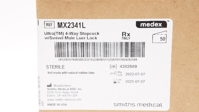 Smith Medical MX2341L Medex Ultra 4-Way Stopcock w/Swivel Luer Lock ...