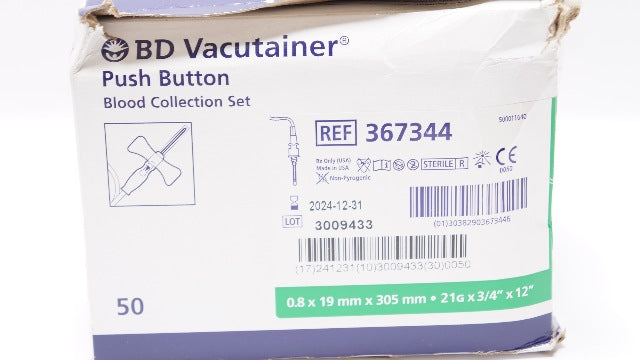 BD 367344 Vacutainer Blood Collection Set 21G x 3/4 x 12inch - Box of ...