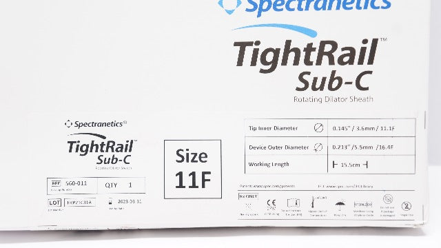 Spectranetics 560-011 TightRail Sub-C Rotating Dilator Sheath 11F x 15 ...