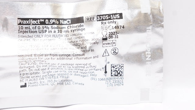MedXL 3705-1US Praxiject 0.9% NaCL Injection USP, 10mL Syringe (x ...