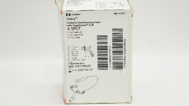 Covidien 4.5PCF Shiley Pediatric Tracheostomy Tube W/TaperGuard Cuff 4 ...