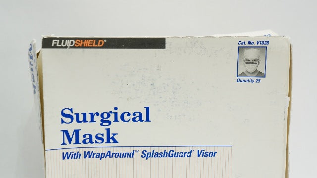 Technol V1028 Fluid Shield Surgic. Mask W/WrapAround SplashGuard Visor ...