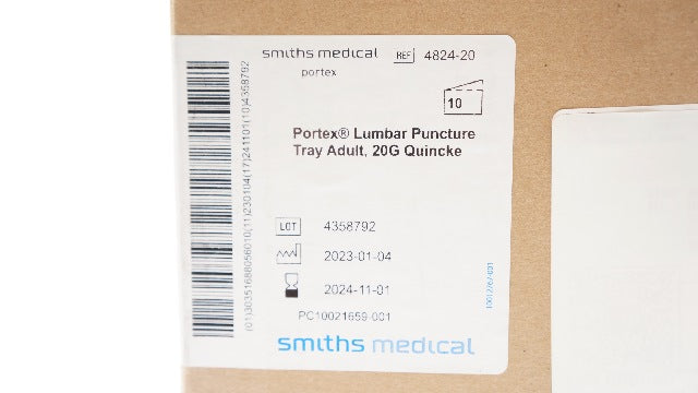 Smiths Medical 4824-20 Portex Lumbar Puncture Tray Adult 20G Quincke ...