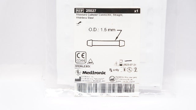 Medtronic 25027 Standard Stainless Steel Cath. Connector, Straight, OD ...