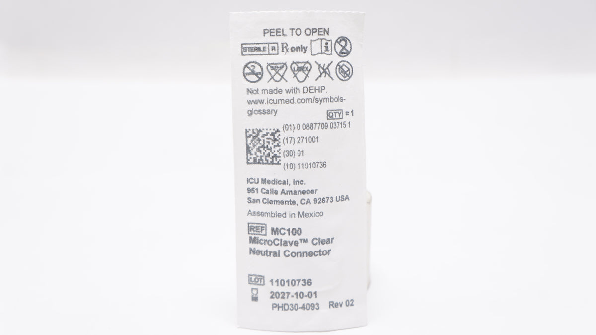 ICU Medical MC100 MicroClave Clear Neutral Connector – Imedicsales