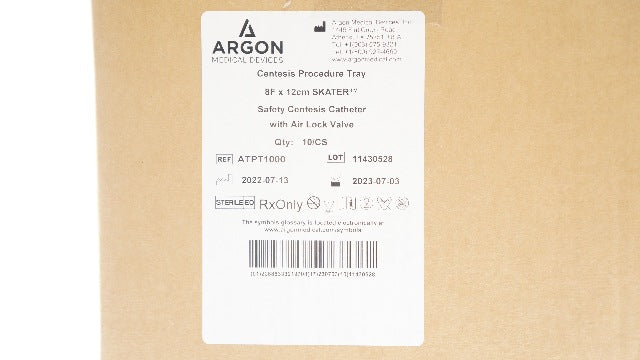 Argon ATPT1000 Centesis Procedure Tray 8Fx12cm,Safety Centesis Cath.-C ...