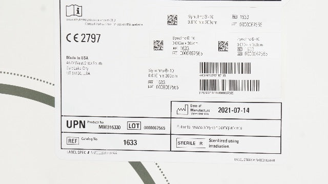 Stryker 1633 Synchro-10 Neuro Guidewire w/Hydrophilic Coating 0.010inc ...