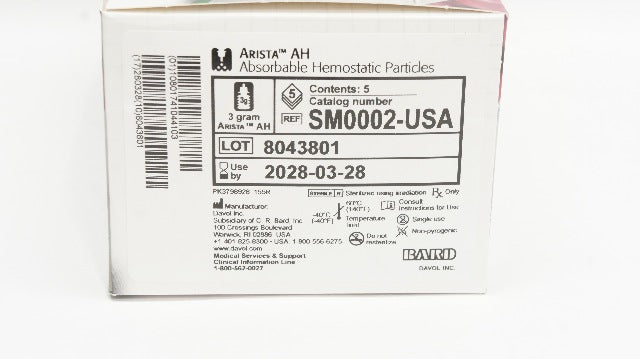 Bard SM0002-USA Arista AH Absorbable Hemostatic Particles - Box of 5 ...