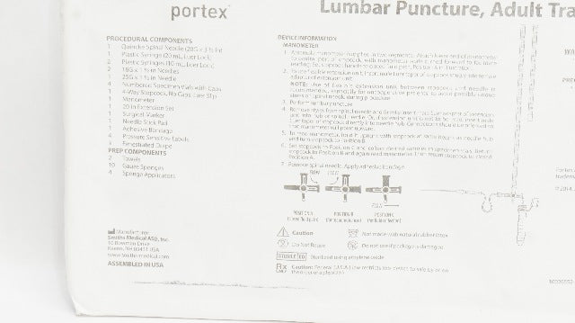 Smiths Medical A4147-20 Portex Lumbar Puncture, Adult Tray 20G Quincke ...