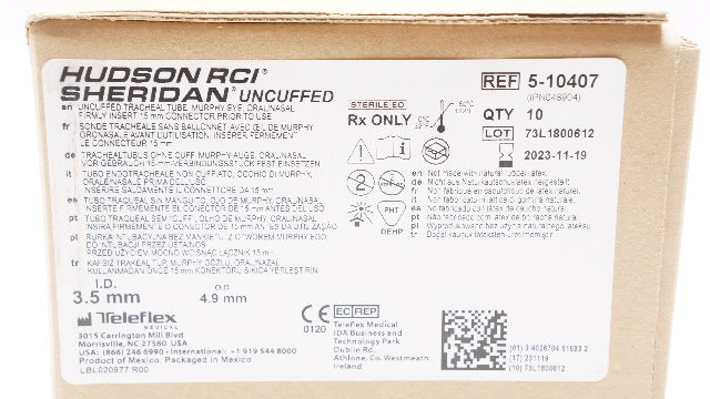 Teleflex 5-10407 Hudson RCI Sheridan Tracheal Tube 3.5ID x 4.9mmOD (x ...