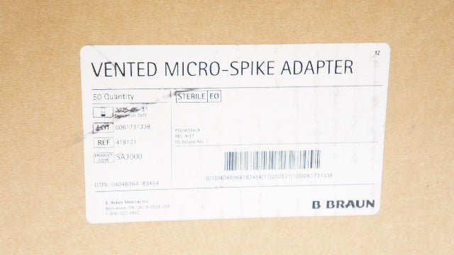 Braun 418121 Vented Micro-Spike Adapter - Box of 50 – Imedicsales