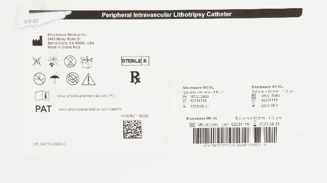 Shockwave Medical M5IVL5060 M5 Periperal Intravascular Lithotripsy Cat ...