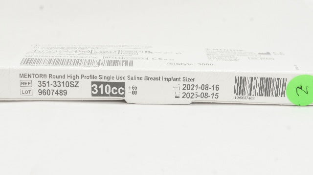 Mentor 351-3310SZ Round High Profile Single Use Saline Breast Implant ...