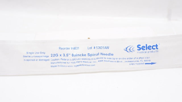 Select Medical 4631 Quinke Spinal Needle 22G x 3.5inch – Imedicsales