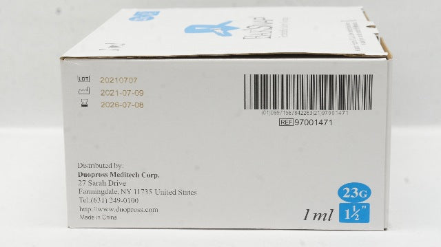 Duopross 97001471 BakSnap Safety Syringe 1mL, Ndle 23G x 1.5inch - Box ...