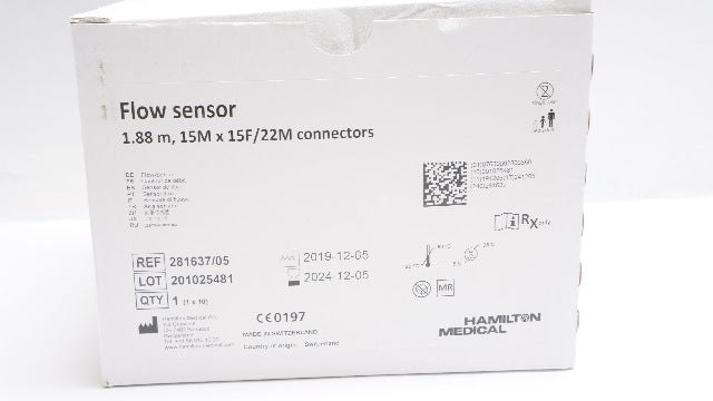 Hamilton Medical 281637/05 Flow Sensor 1.88m,15M x 15F/22M Connectors ...