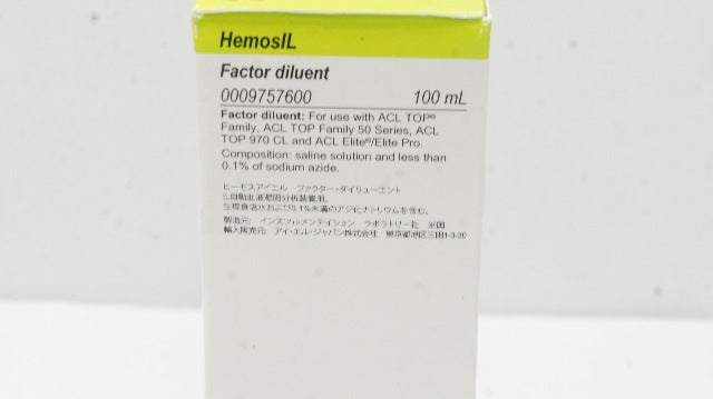 Instrumentation Laboratory 0009757600 HemosIL Factor Diluent 100mL ...