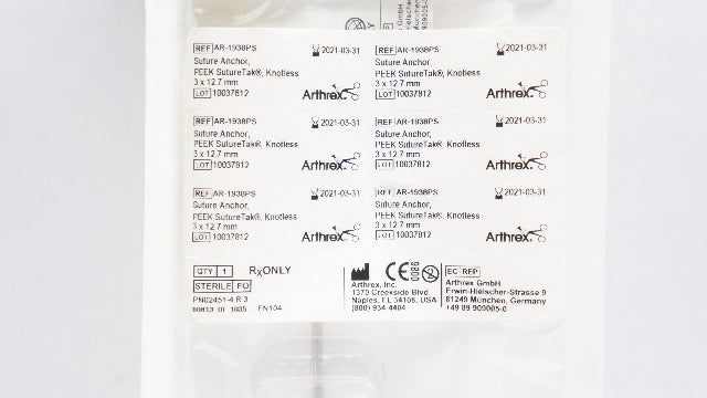 Arthrex AR-1938PS Stre Anchor, PEEK SutureTak, Knotless 3mm x 12.7mm ...
