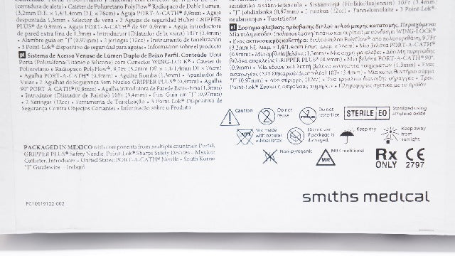 Smiths Medical 21-8068-24 Deltec Port-A-Cath II Dual-Lumen Low Profile ...
