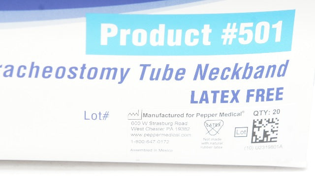 Pepper Medical 501 Trach Tie Adult Tracheostomy Tube Holder - Box of 2 ...