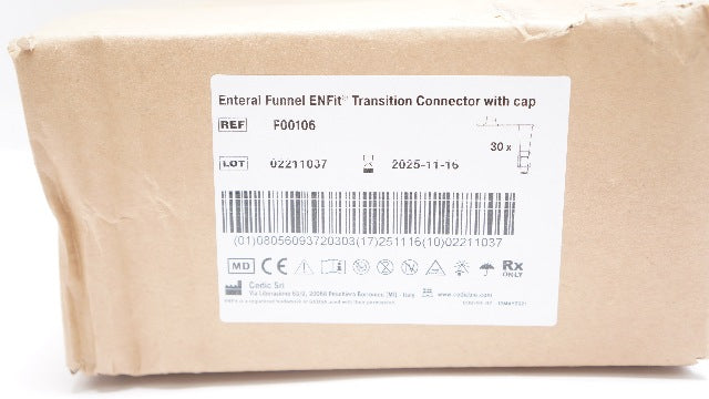 Cedic Srl F00106 Enteral Funnel ENFit Transition Connector W/Cap - Box ...