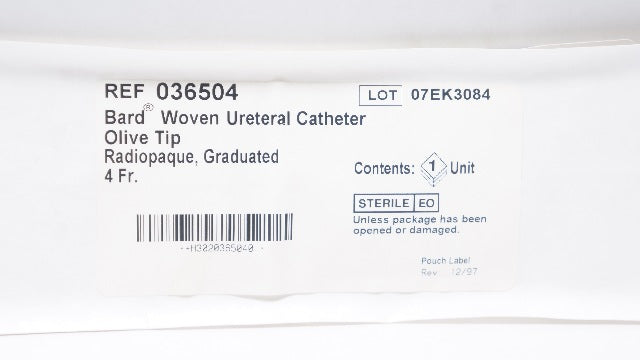 Bard 036504 Woven Ureteral Catheter Olive Tip Radiopaque Graduated 4Fr ...