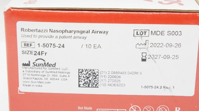 SunMed 1-5075-24 Robertazzi Nasopharyngeal Airway 24Fr - Box of 10 ...