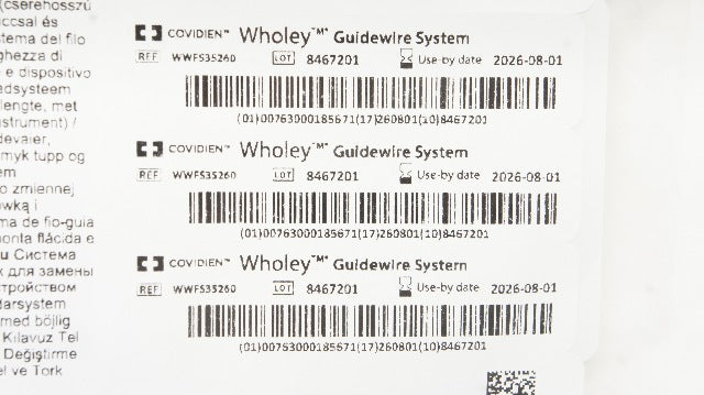 Covidien WWFS35260 Medtronic Wholey Guidewire System, 0.035inch x 260c ...