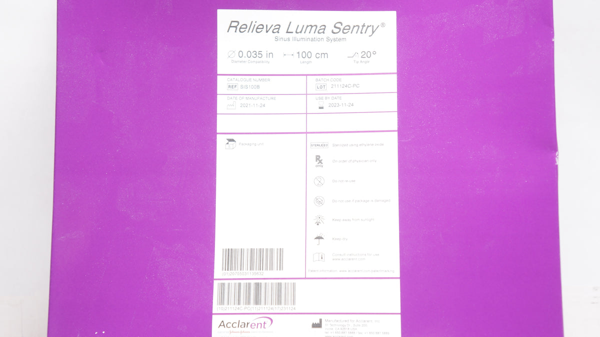 Acclarent SIS100B Relieva Luma Sentry Sinus Illumination System Box of ...