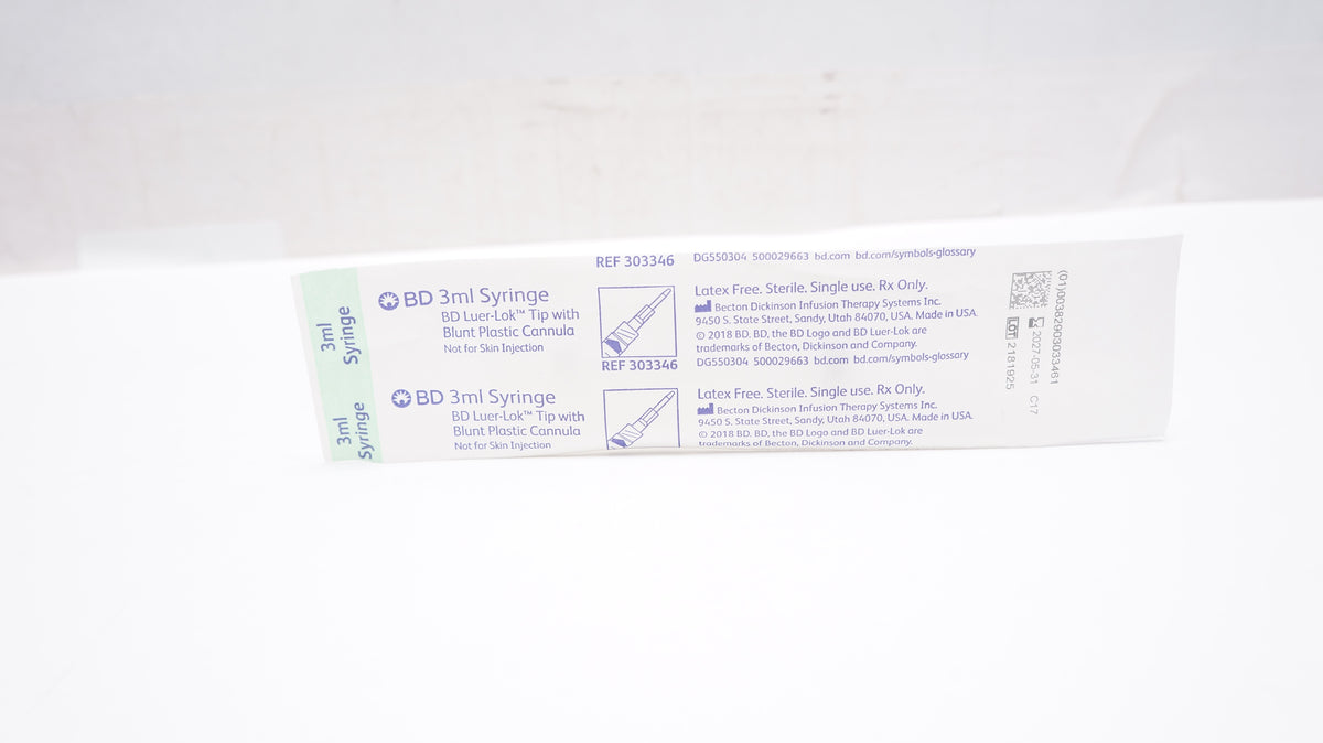 BD 303346 3ml Syringe Luer-Lok Tip with Blunt Plastic Cannula – Imedicsales