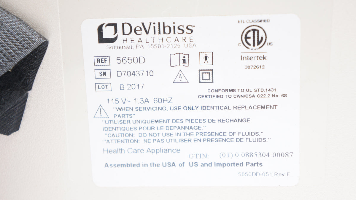 DeVilbiss Healthcare 5650D Intertek Pulmo-Aide Compressor/Nebulizer ...