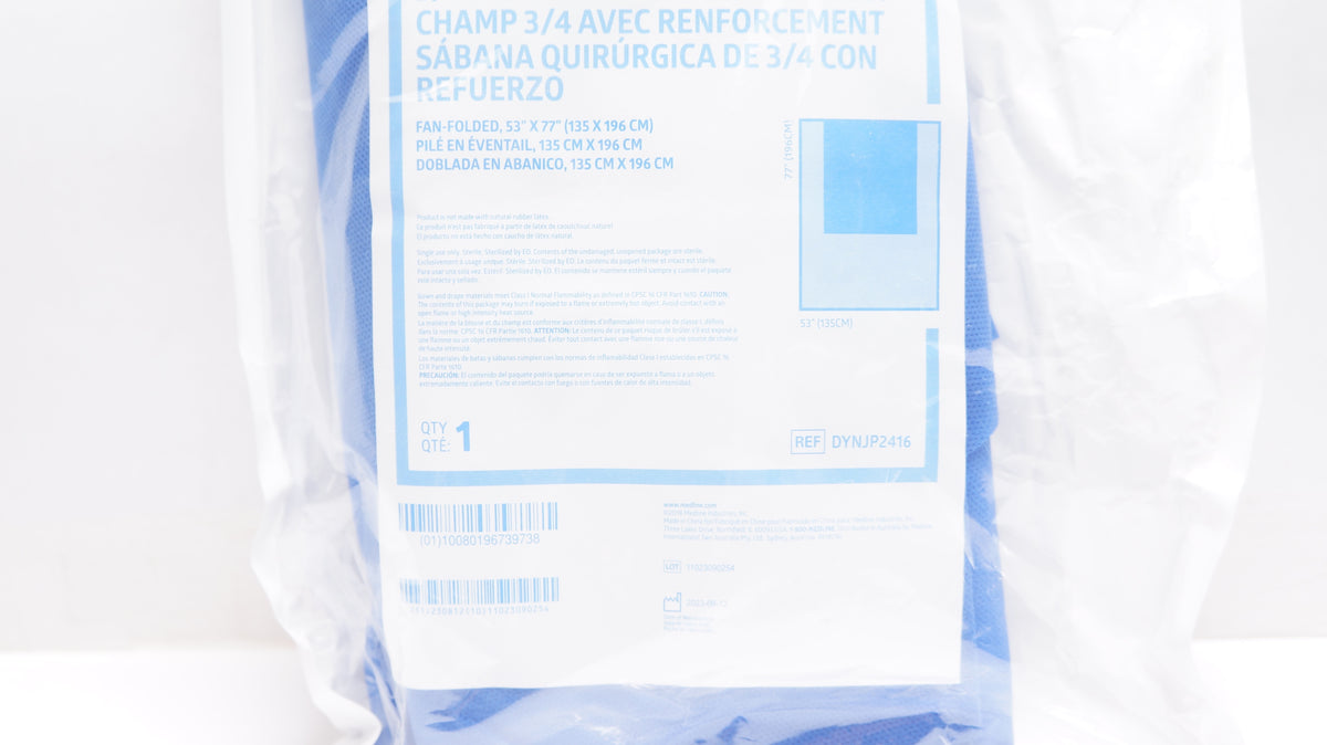 Medline DYNJP2416 3/4 Drape with Reinforcement, Fan-Folded 53 inch x 7 ...