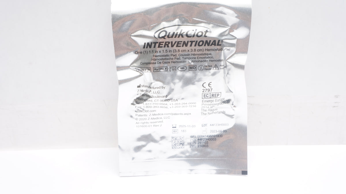 Z-Medica 183 QuikClot Interventional Hemostatic Pad 1.5inch x 1.5inch ...