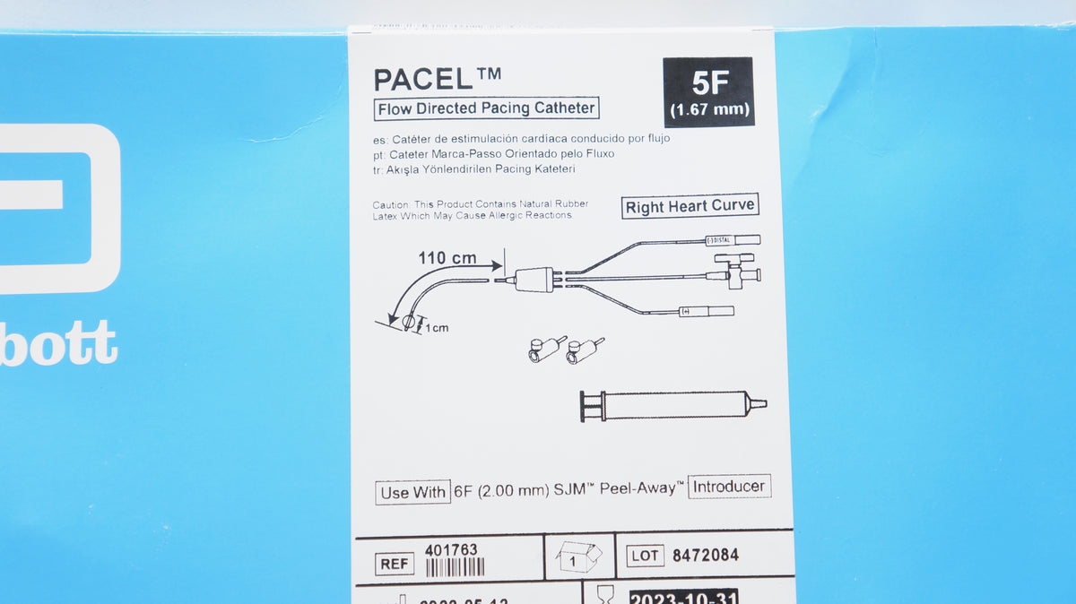 St. Jude Medical 401763 Abbott PACEL Flow Directed Pacing Cath. 5F x 1 ...